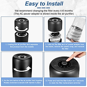 2 Pack TPLMB Air Purifiers for Bedroom H13 HEPA Filter,Fragrance for Better Sleep,Small Air Purifier with Nightlight Speed Control,For Home Living Room Dorm,24dB Filtration System,P60 (2, Black)