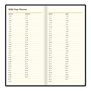 Letts of London Signature Weekly/Monthly Planner, 12 Months, January to December, 2024, Bonded Leather, Slim Size, 6.625" x 3.25", Blue (C38SUBE-24)