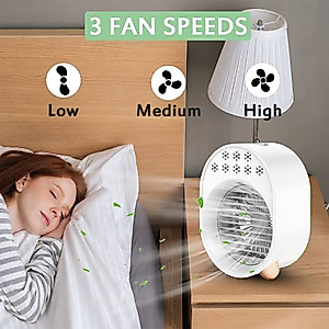 FAZHENWJ Portable Air Cooler Fan, Personal Air Cooler, 3000mAH Battery Powered Mini Air Cooler/Humidifier, Mini Humidifier Misting Fan, 3 Wind Speeds, USB Charging (White)