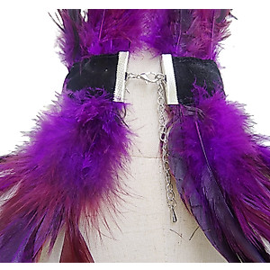 L'vow Gothic Victorian Natural Feather Choker Neck Wrap Collar for Halloween Party(Purple)