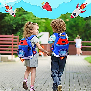 Augot Toddler Backpack, Kids Preschool Backpack 3D Cute Cartoon Backpack for Kids Mini School Backpack for Toddler Boys Girls (Royal Blue, Rocket)