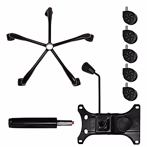 Frassie Office Gaming Chair Metal Base Replacement with Bottom Plate Stand Cylinder, 5 Wheels (Black)