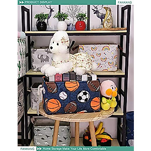 FANKANG Rectangular Laundry Basket Nursery Storage Fabric Storage Bin Storage Hamper,Book Bag,Gift Baskets(Navl-ball game)