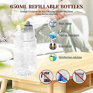 Nofaner Spray Mop, Mops for Floor Cleaning Kitchen Dry Wet Flat Mop with 22 Oz Refillable Bottle 4 Washable Pads 1 Slicker Scraper for Wood Laminate Vinyl Ceramic Hardwood Tiles