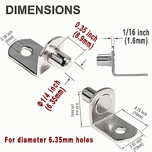 WINKING MOON 1/4 Inch (6.35mm) Shelf Pins L-Shaped Metal Support Pegs Bracket-Style Clips for Bookshelf Kitchen Cabinet Cupboard Shelves Holders, 20 PCS Nickel Plated Silver