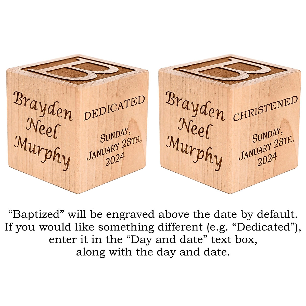 Personalized Baby Baptism/Dedication/Christening Wood Block, Choose From 3 Sizes, Baptism Gift For Boy, Girl, Baby Dedication Gifts, Unique Baptism Gifts (2.5")