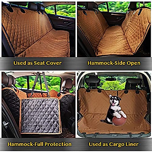 K KNODEL Dog Seat Cover, 100% Waterproof Car Seat Cover for Pets, Pet Seat Cover Dog Hammock, Heavy Duty Scratch Proof Pet Back Seat Covers, Zippered Side Flaps for Cars, Trucks and SUVs (Brown)