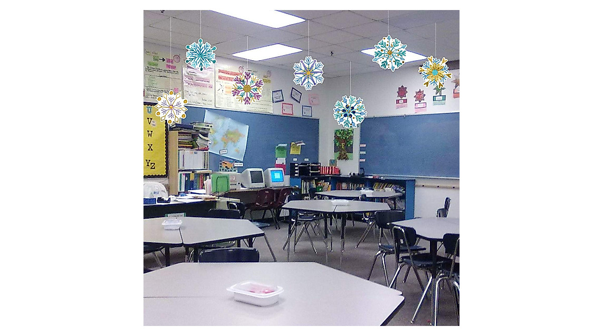 Colorful Snowflake Cutouts for Classroom Decor - 45pcs