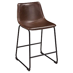 Signature Design by Ashley Centiar 24" Counter Height Modern Bucket Barstool 2 Count, Brown