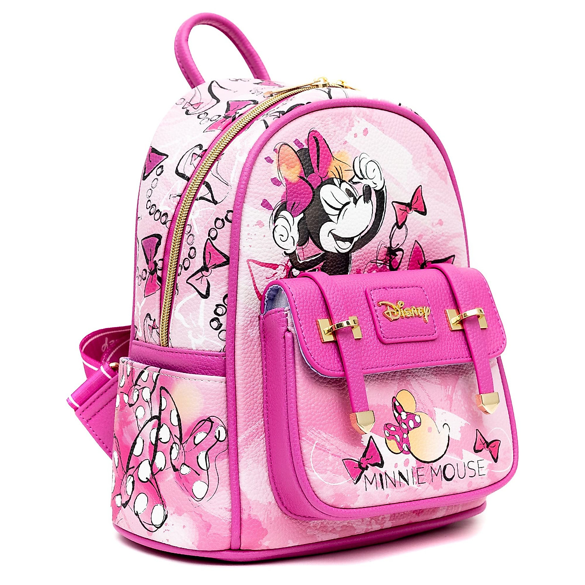 Wondapop Disney Minnie Mouse 11" Vegan Leather Fashion Mini Backpack