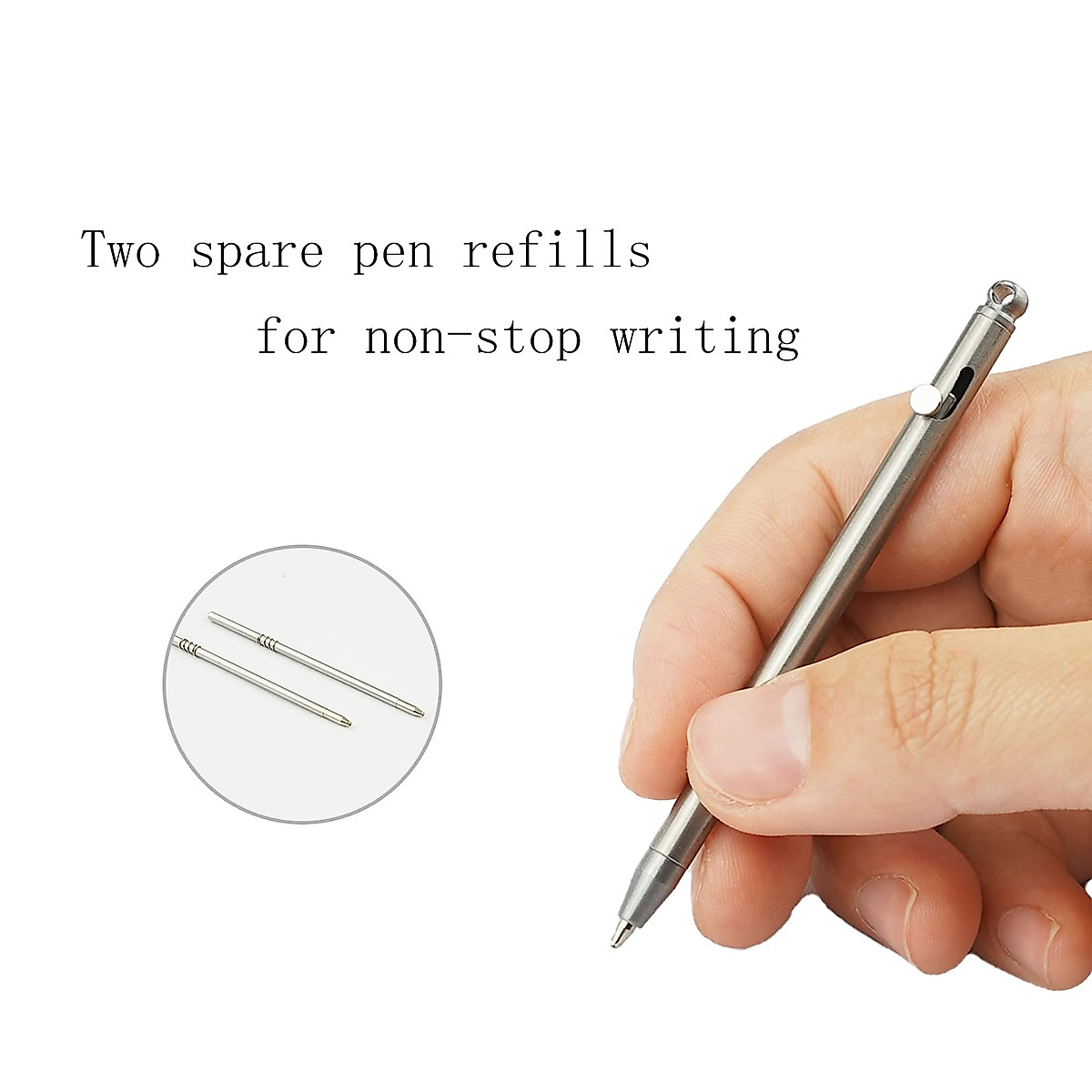 YEEMO Mini Pen,Non-Toxic Titanium EDC Pen with Keychain, Compact and Stylish Small Pen(Only 82mm in Length and Comes with 2 Refill Cartridges)