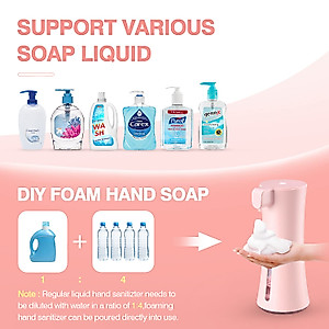 Foaming Soap Dispenser, Elbwenly 12oz/350ml Touchless Automatic Soap Dispenser, Battery Operated Hands-Free Soap Dispenser for Kitchen, Bathroom-Pink