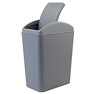 Ramddy 3-Pack 15 L Trash Can with Swing Lid, Plastic Garbage Bin, Gray