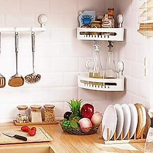 TAILI Suction Corner Shower Caddy Bathroom Shower Shelf & TAILI Suction Cup Toothbrush Holder