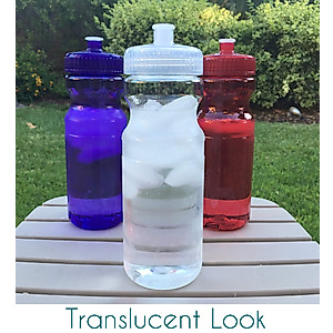 Rolling Sands 24 Ounce BPA-Free Clear/Clear Plastic Water Bottles, Set of 10, Made in USA