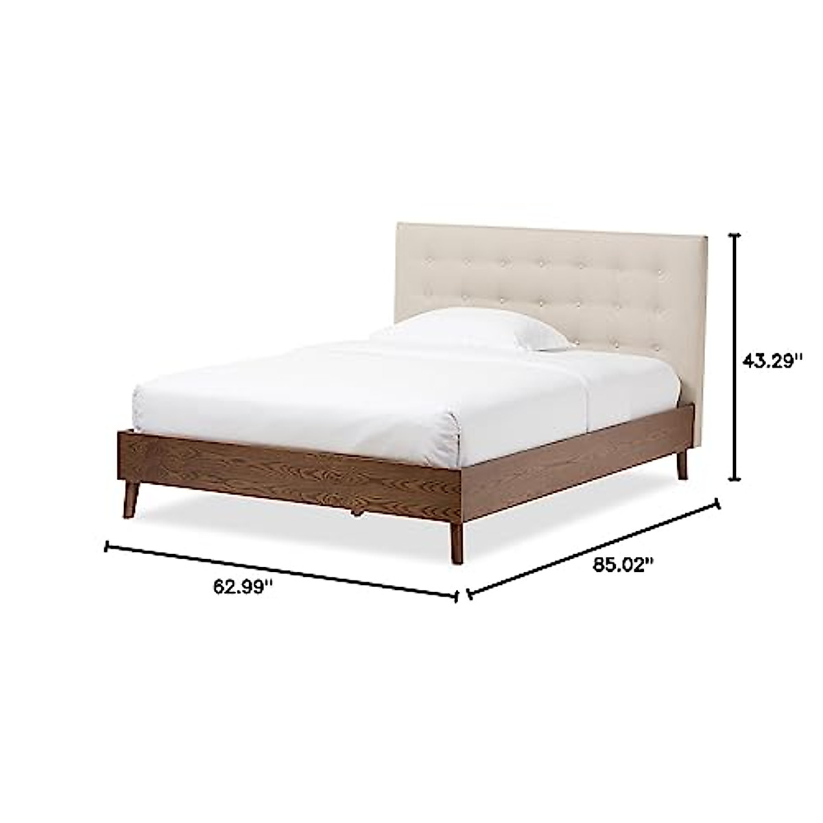 Baxton Studio BBT6557-Queen-Light Platform, Queen, Light Beige