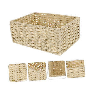 Ciieeo 2pcs Storage Box Toy Storage Basket Square Baskets for Storage Woven Laundry Basket Square Laundry Basket Clothes Bins Storage for Closet Toilet Key Small Basket Wicker Paper Rope