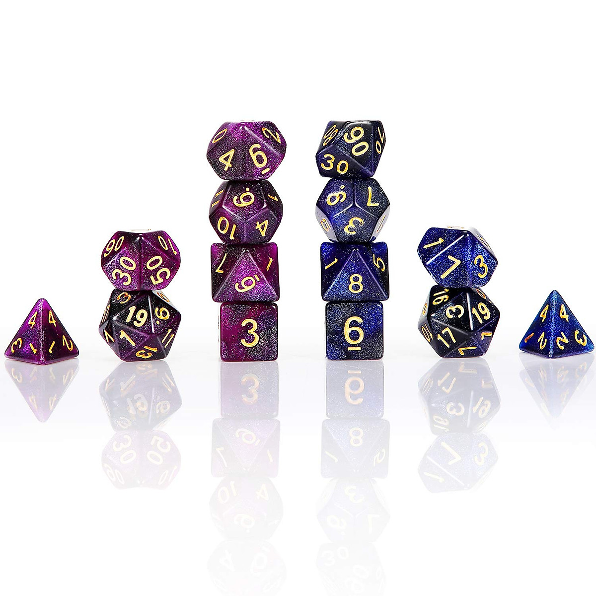 Gejoy 14 Pieces 7-die Dice Set Polyhedral Dice Compatible with Dungeons and Dragons with Black Pouch