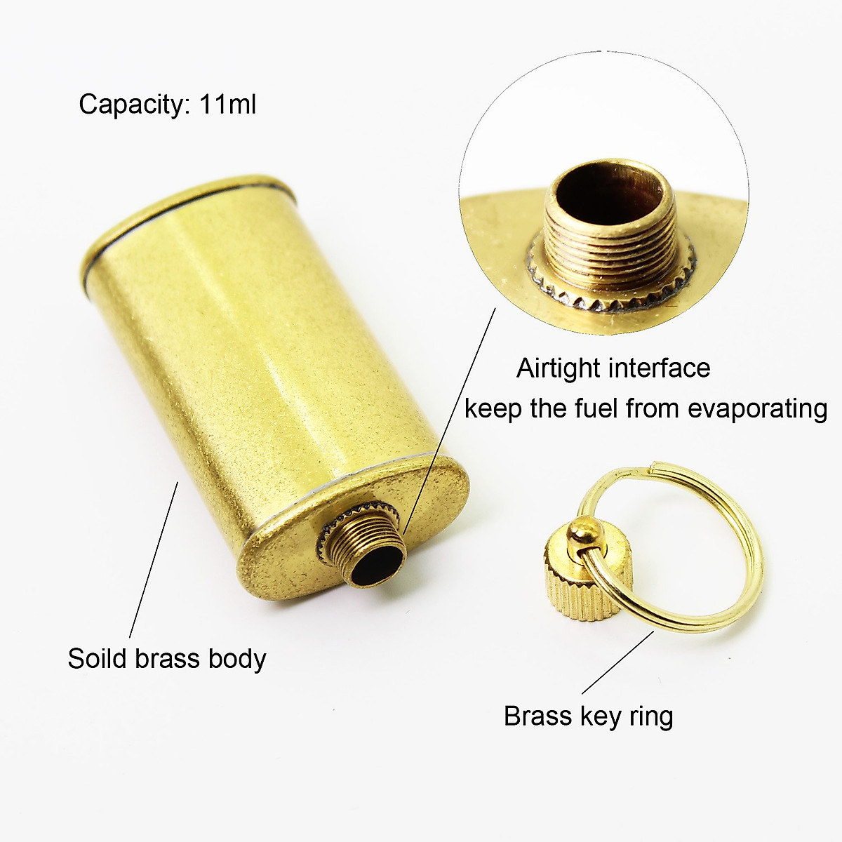 PPFISH Mini Brass Lighter - EDC Peanut Lighter Keychain - Waterproof Fire Starter Especially for Survival and Emergency Use