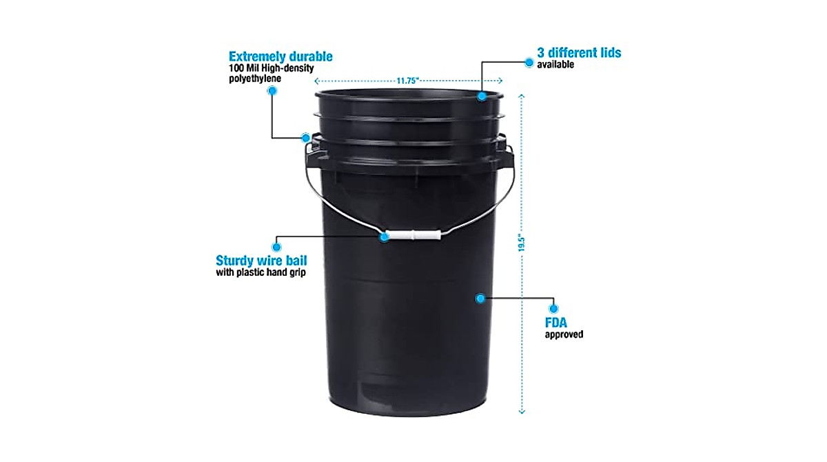 Durable Hudson Exchange 7 Gallon Black Bucket