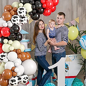 Cow Balloons Garland Arch Kit, Red White Black Cow Print Farm Animal Theme Party Balloon Garland Arch Kit Red Balloons for Kid's Birthday Party Baby Shower Party Supplies