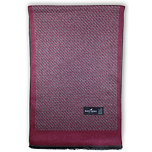 Livativ Bleu Nero Luxurious Winter Scarf for Men and Women – Large Selection of Unique Design Scarves – Super Soft Premium Cashmere Feel Burgundy Grey Diagonal Zigzag Border