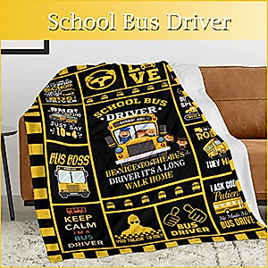 School Bus Driver Gifts for Women - Birthday Gifts for School Bus Driver - Back to School End Of Term Gifts for Bus Driver - Thank You Appreciation Gift for School Bus Driver - Throw Blanket 60"x50"