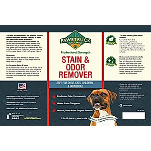 Pawstruck Professional Strength Stain & Odor Remover - Natural Enzyme Cleaner (Bulk 32oz) for Dog & Cat Urine, Waste, Wine, Blood, Vomit, etc. Safe & Effective Pet Smell Eliminator for Carpet, Hardwood & More
