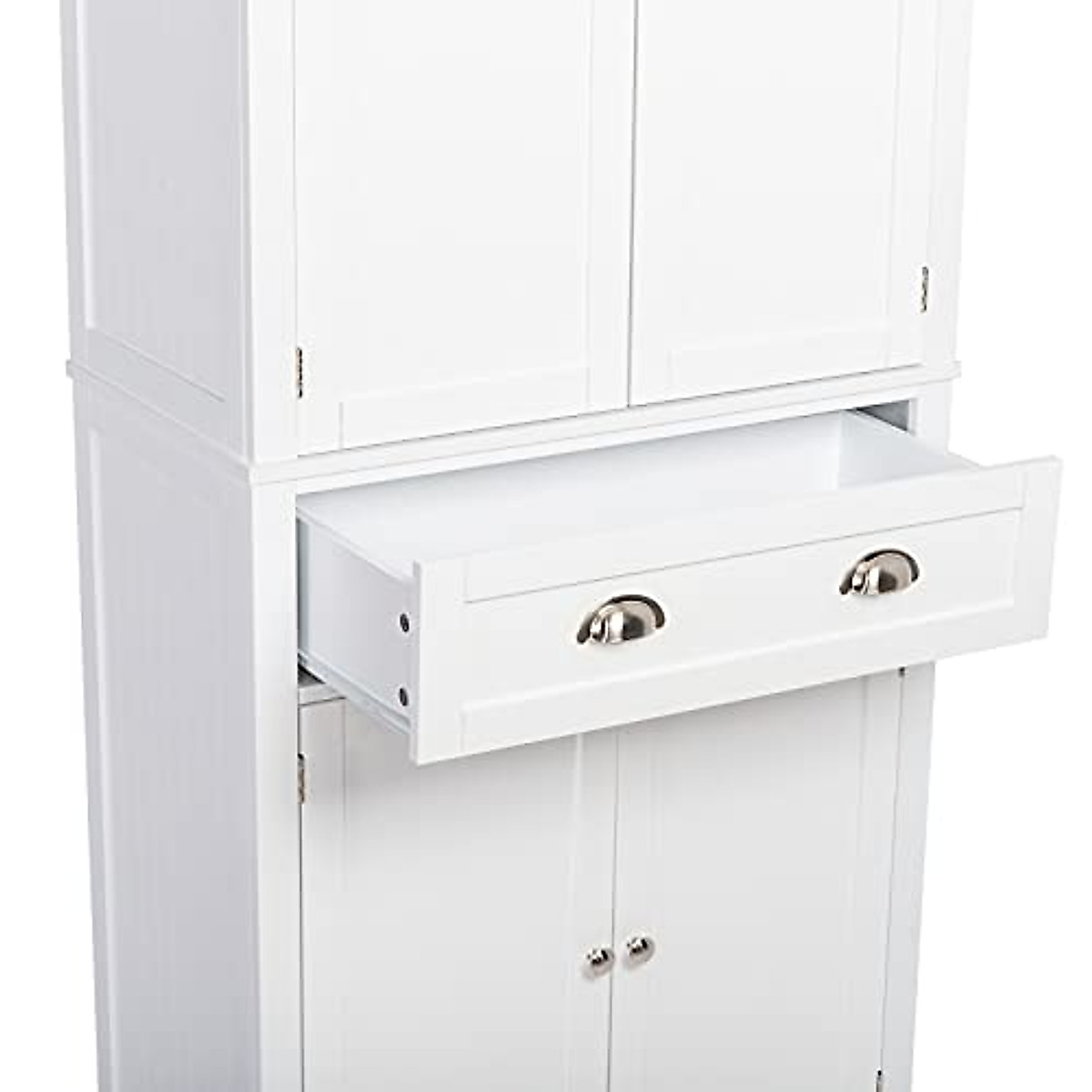 Cffuvros Freestanding Kitchen Storage Cabinets, with Double Doors 1 Central Drawer Adjustable, 72 Inch Pantry Cabinet Cupboard for Living Room Home Kitchen