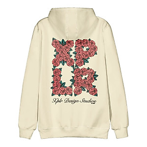XPLR Sam and Colby Merch Roses Hoodie Long Sleeve Streetwear Men Women Sweatshirt Fashion Clothes (Beige,S)