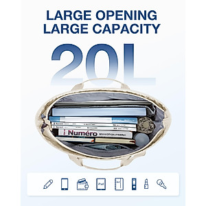 BAGSMART Women Tote Bag Large, Travel Tote Shoulder Bag with Compartment and Zipper, Top Handle Handbag for Travel, Work, Beach, Gym, Shop (Beige)