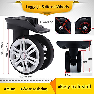 1 Pair Luggage Suitcase Wheels, Trunk Wheels, Luggage Wheel Spare Part Universal Wheel Replacement Luggage Suitcase Wheels for Luggage Suitcase Trolley, Mute Double Row Wheels
