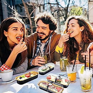 JuneHeart Mini Loaf Pans with Lids and Spoons, 100 Pack, Black, 6.8oz, Rectangular Aluminum Foil Baking Pans