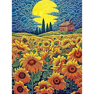 DOTSOPS Sunflower Diamond Painting DIY Diamond Painting Kits 5D Art for Adults Art Glitter Suitable Kids Home Wall Fall Decor Gifts of Crystal Rhinestone Embroidery Craft Autumn Drawing 12x16inch
