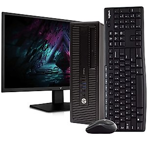 HP ProDesk 600G1 Desktop Computer PC, Intel Quad-Core i5, 500GB HDD Storage, 4GB DDR3 RAM, Windows 10 Pro, DVD, WiFi, New 24in Monitor, Wireless Keyboard and Mouse (Renewed)