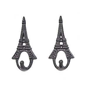 BOOHAO 2 pcs Eiffel Tower Wall Hook Eiffel Tower Wall Mounted Coat Hooks Rustic Style Cast Iron Coat Hook for Towel Key Cap Bathroom
