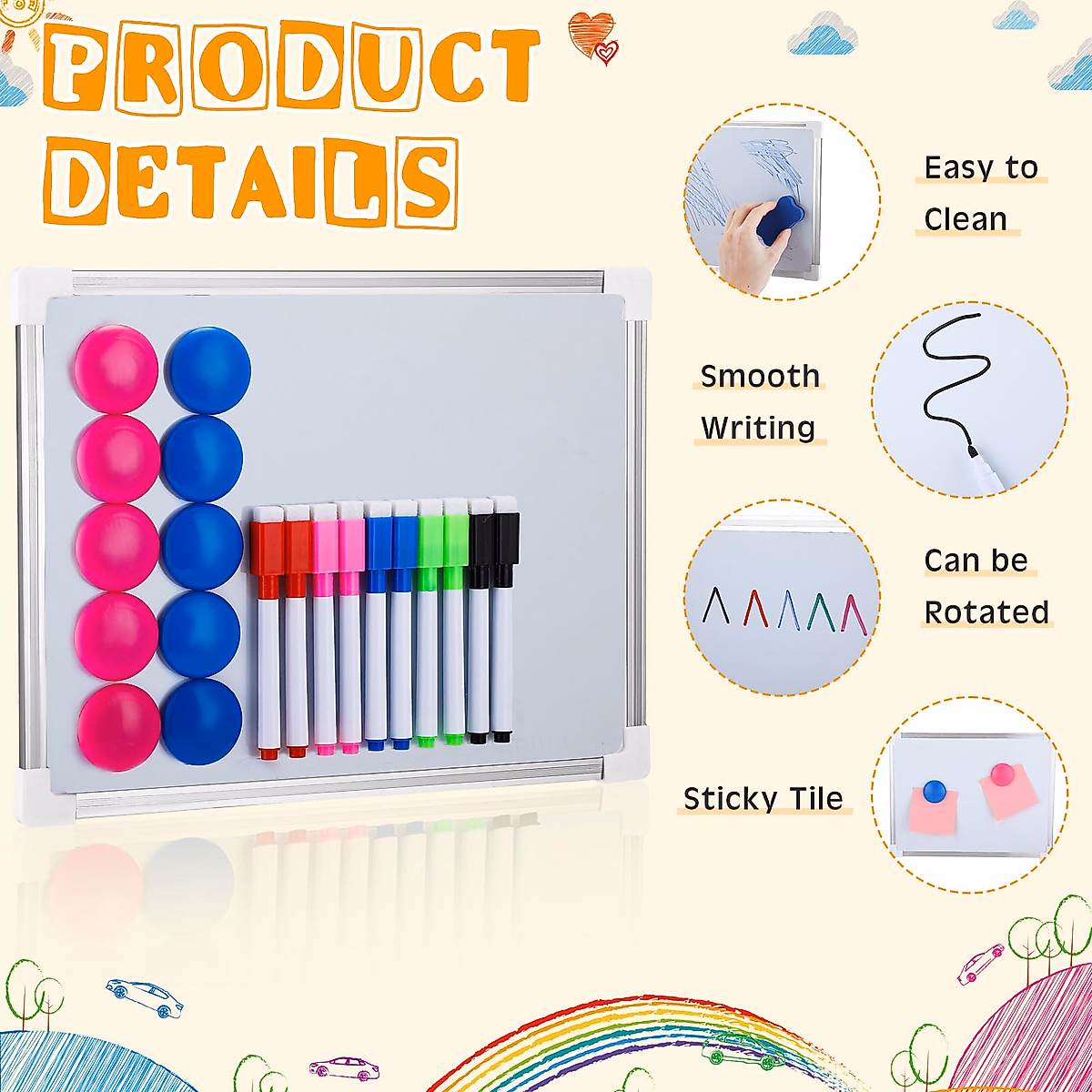 Fuutreo 10 Pcs Small White Board Dry Erase 8.5" x 11" Magnetic Dry Erase Board for Fridge Hanging Whiteboard with 10 Magnetic Markers 20 Magnets for Refrigerator Wall Home Office School Kids Students