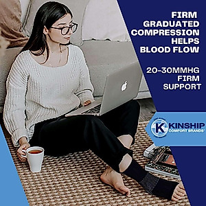 Kinship Comfort Brands Ankle Compression Brace helps with Tendonitis, Arch Support, Reduces Swelling, Neuropathy, Plantar Fasciitis, Foot and Heel Pain Relief