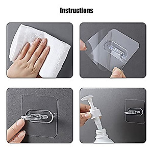 Adhesive Shower Gel Bottle Rack,Shampoo Dispenser Holder,Bath Lotion Hook,Liquid Soap Hanger,Multipurpose Bathroom Toilet Kitchen Wall Mounted Stand Device,No Drilling,Strong Bearing,Transparent(6pcs)