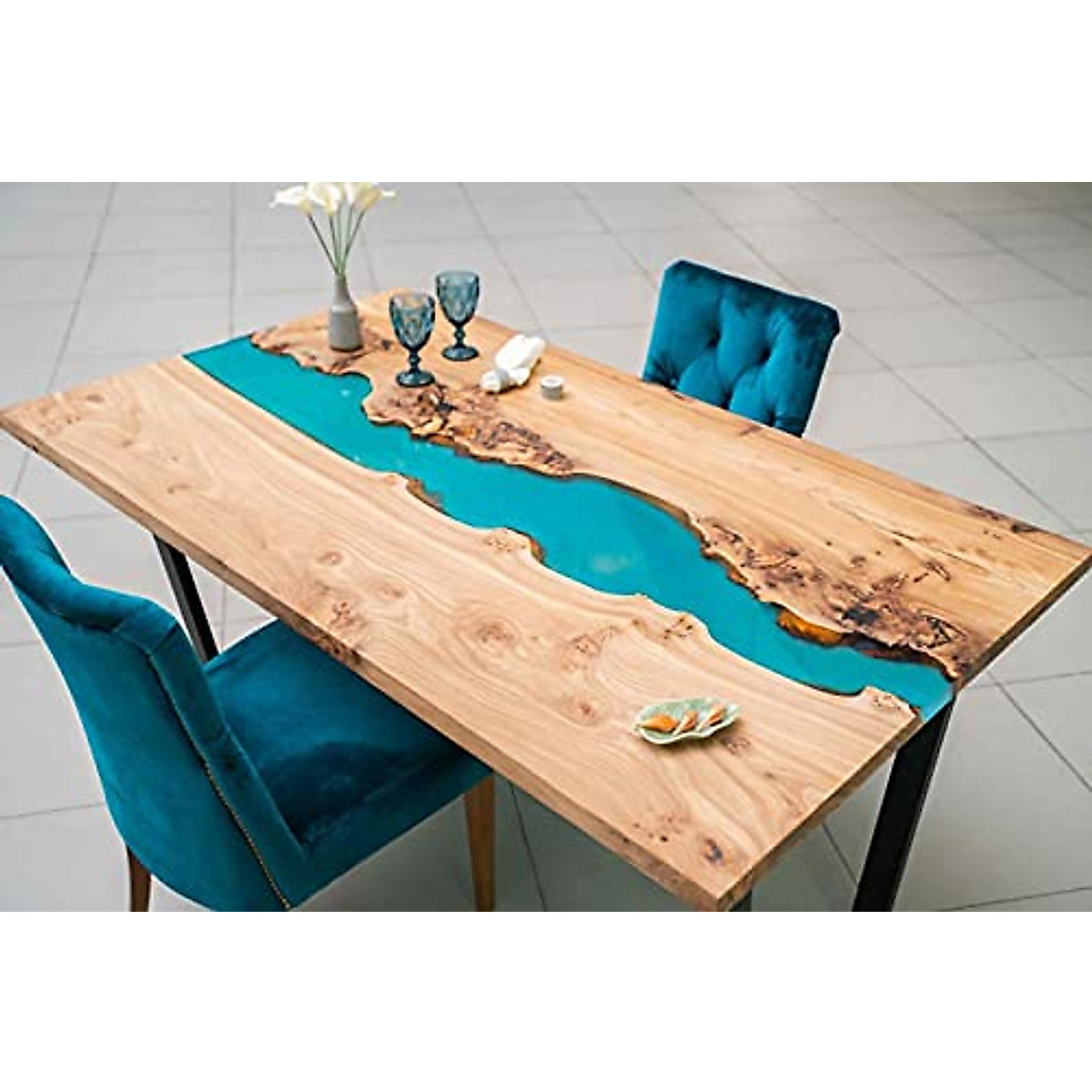 Epoxy Table, Live Edge Wooden Table, Epoxy Resin River Table, Natural Wood,Dining table, Natural Epoxy Table, Resin Table