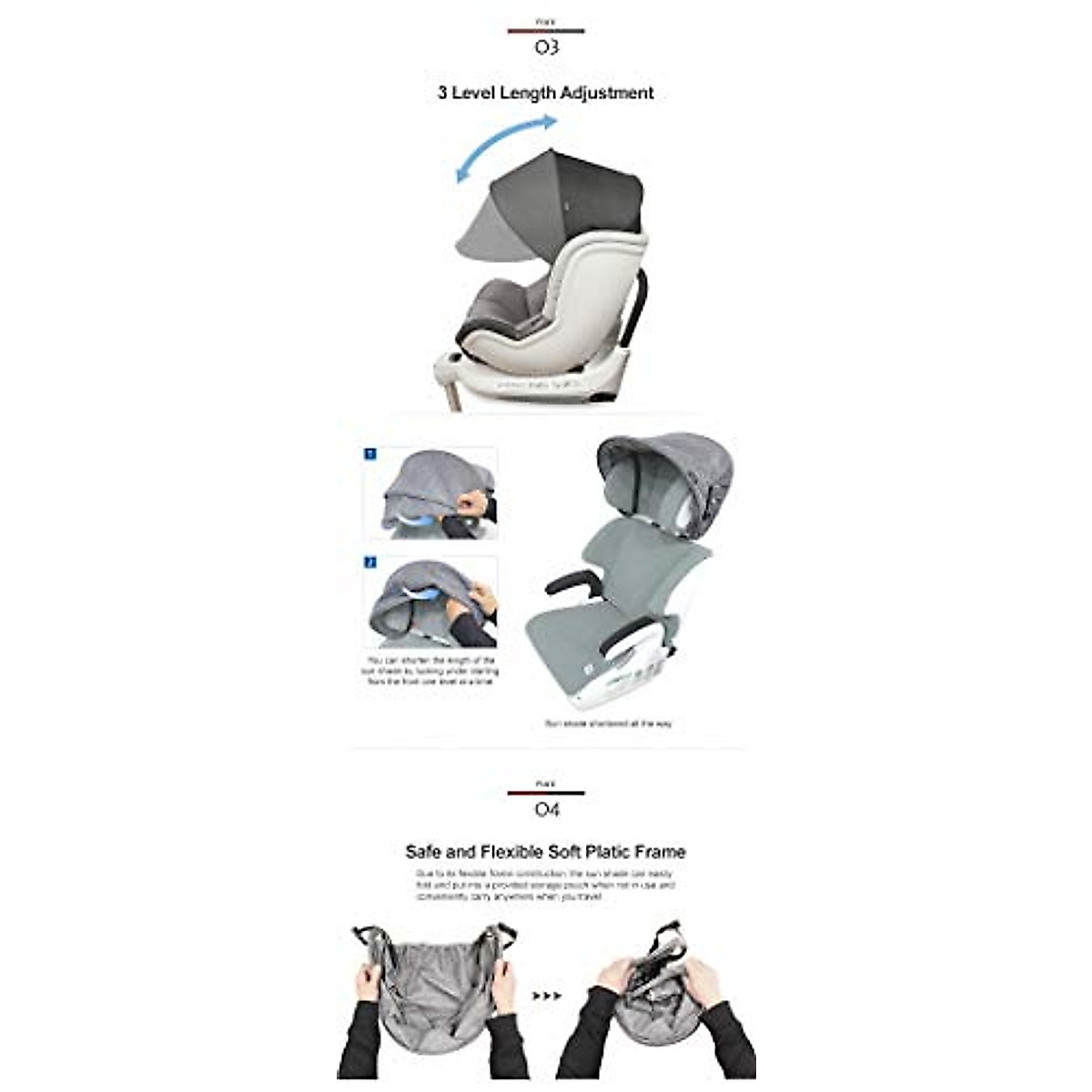 Manito Sun Shade Extender/Auxiliary Canopy for Car Seat (Black)