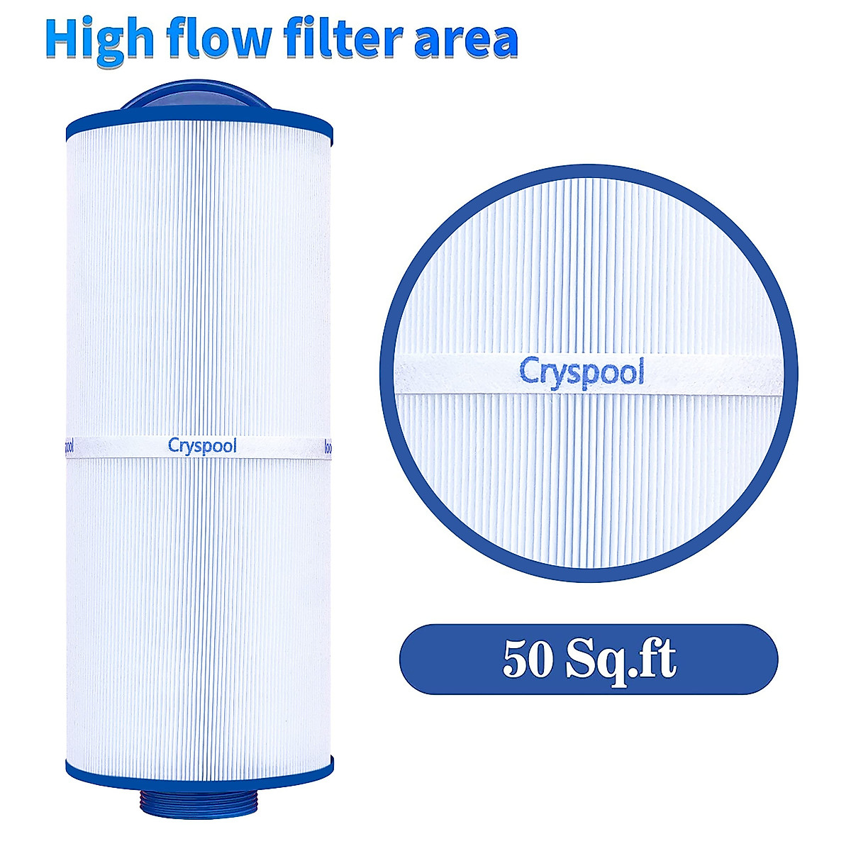 Cryspool 2" MPT-Thread Spa Filter Compatible with Marquis Spa 20041, 20091, 370-0237, 5ch-502, Marquis 50, PPM50SC-F2M, FC-0195, Cal Spa FIL11100202, 50 sq.ft, 2 Pack
