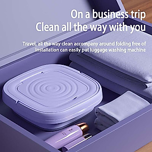 Portable Washing Machine-Mini Washing Machine Foldable-Portable Washer Machine-WATERPROOF Laundry Bag -8L Capacity for Clothes, Socks-Perfect for Travel-Apartments, Dorms-Mini Washing Machine-(Purple)