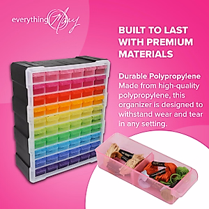 Everything Mary 60-Drawer Organizer - Heavy-Duty Plastic Storage Cabinet, Ideal for Garage, Crafts, Office, and Workshop - Durable Polypropylene, Easy Access Finger-Grip Handles, Multi-Purpose Storage