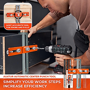 AUXTUR Cabinet Hardware Jig, Adjustable Cabinet Handle Template Tool with Alignment Hole, Punch Locator Drill Guide for Knobs,Handles and Pulls, Cabinet Template Tool for Drawer Cabinet Installation