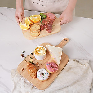 YUSOTAN Rubber Wood Cutting Board with Handle - Versatile for Meat, Cheese, Vegetables, Bread, and Charcuterie - Decorative Serving Board for Kitchen and Dining Room. Size: 13" x 8"