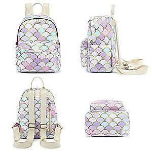 Yusudan Mermaid Mini Backpack for Women Girls, Small Backpack Purse for Teens Kids School Travel