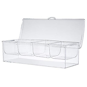 Tablecraft 10008 Bar Condiment Holder, Four - 1.5 Pint Inserts, Clear