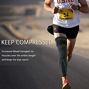 Full Leg Sleeves Long Compression Leg Sleeve Knee Sleeves Protect Leg, for Man Women Basketball, Arthritis Cycling Sport Football, Reduce Varicose Veins and Swelling of Legs