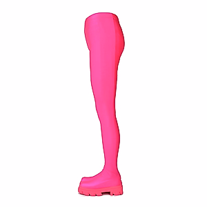 Cape Robbin Devons Pants Chunky Lug Sole Rounded Toe Pull On Lycra Legging Boots (Pink, 10)